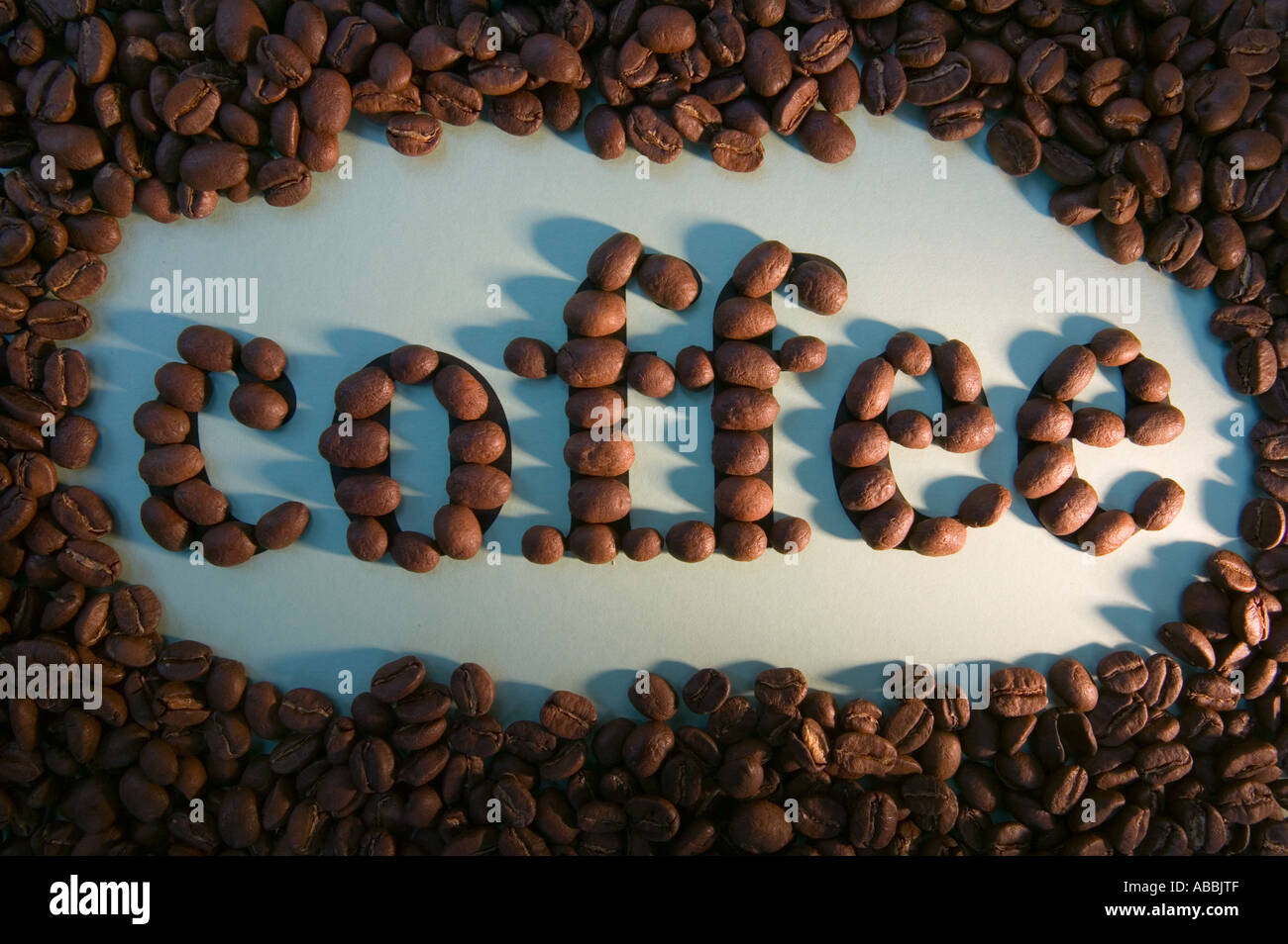 coffee beans spelling out the word coffee Stock Photo - Alamy