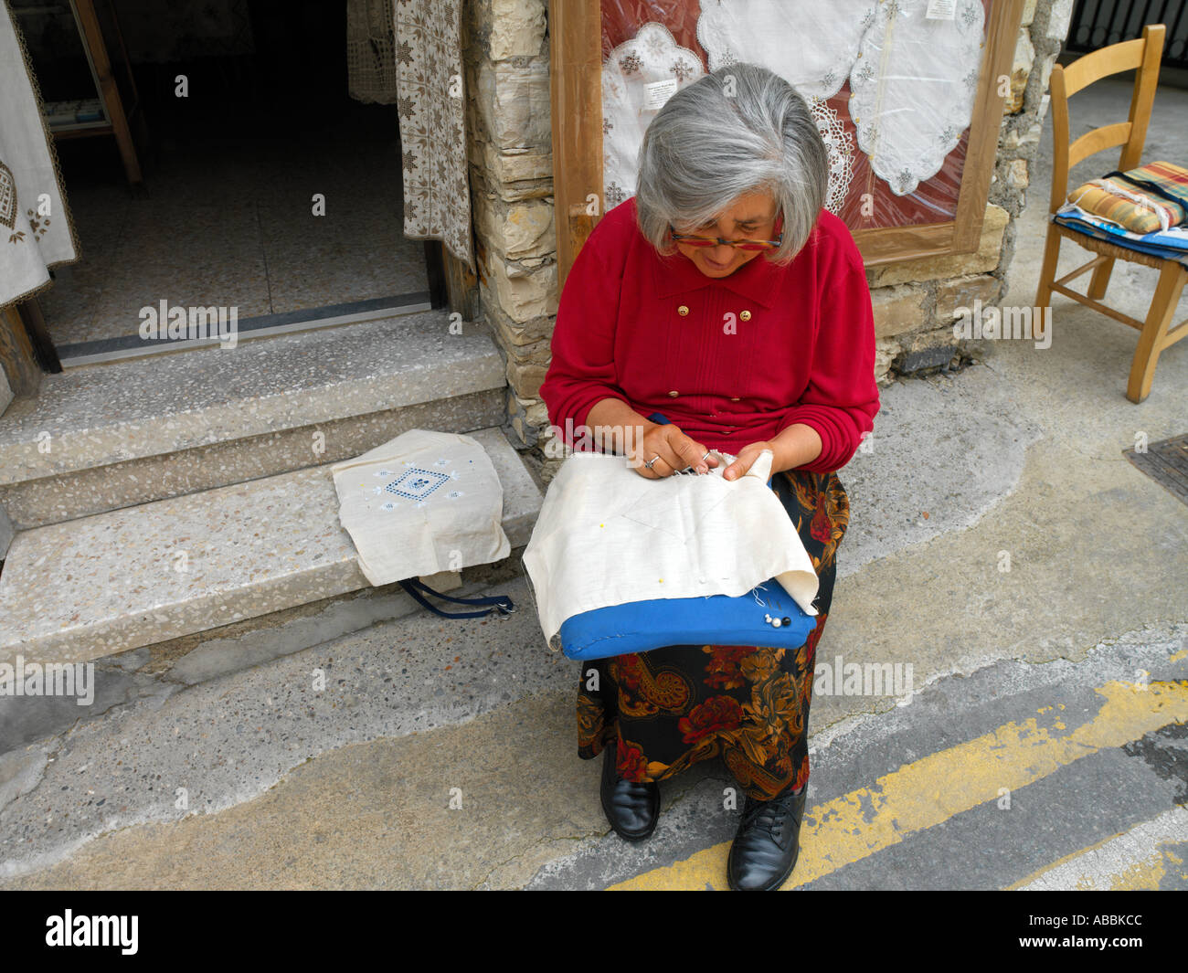 Lefkara Cyprus Lace Making Stock Photo - Alamy