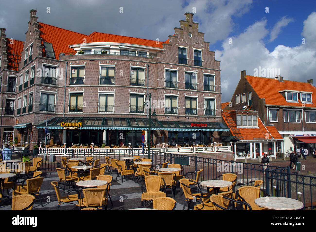 Cafe setting in Volendam Netherlands Stock Photo - Alamy