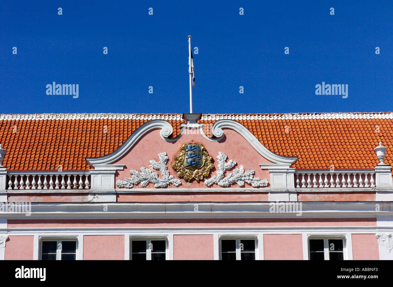 Building of Estonian Parliament Riigikogu Top with flagstock Stock ...