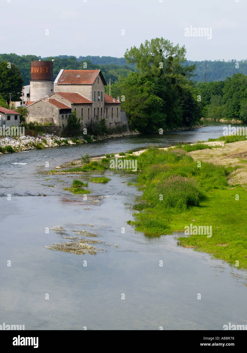 Old industrial building along the Marne river near Joinville Haute ...