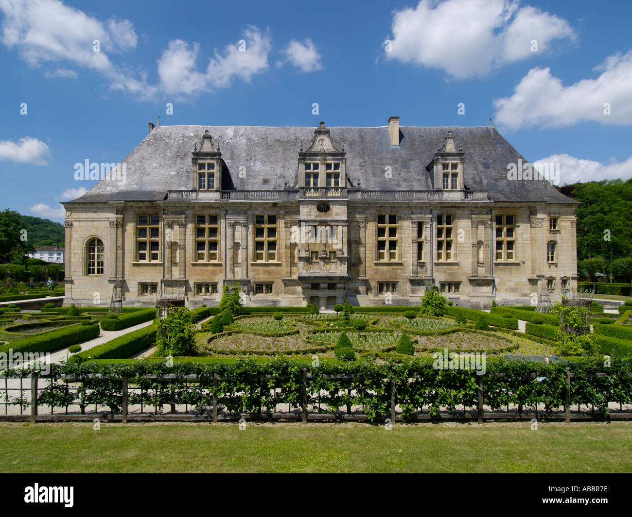 Frontal view of the 16th century renaissance chateau in Joinville with ...