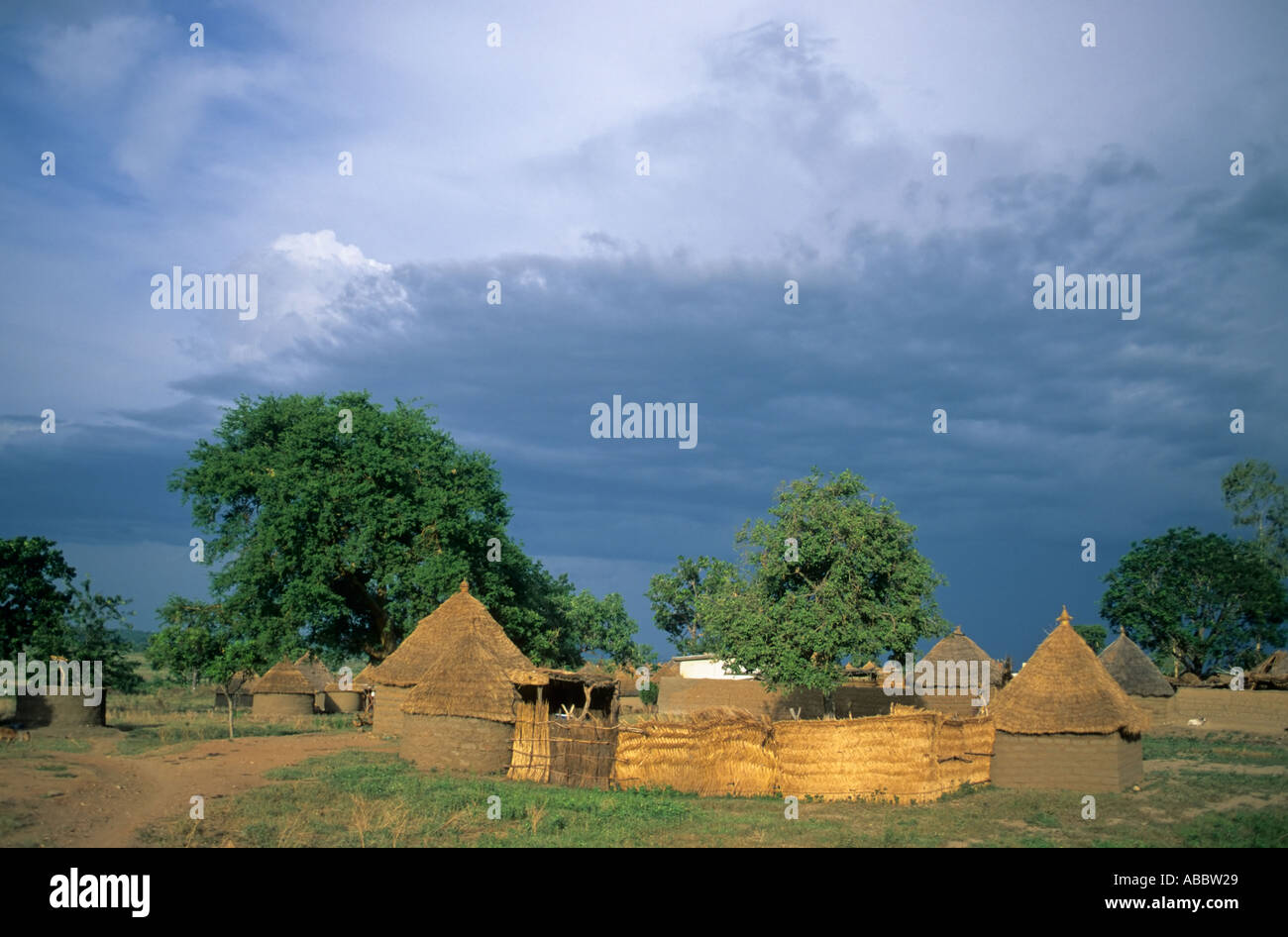Storm clouds over Cameroon village south of Garoua, Cameroon Stock ...