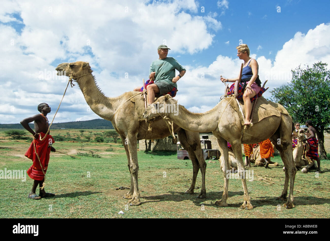 Tourist camel trek with the Samburu, near Maralal, Kenya Stock Photo ...