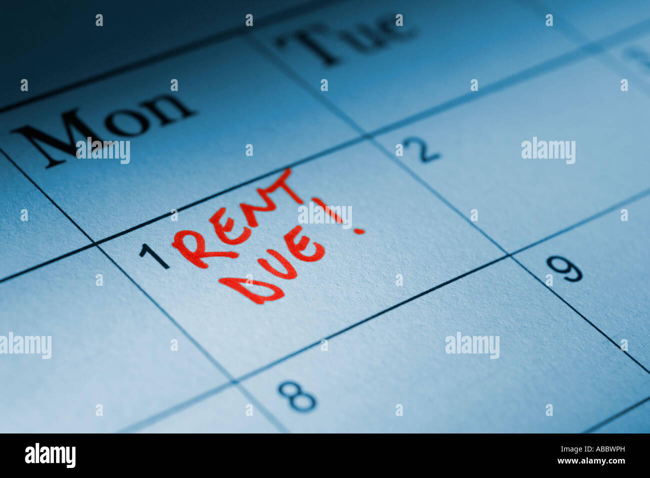 Calendar marked to show rent due Stock Photo - Alamy