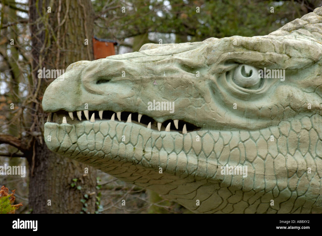 Statue of dinosaur in Crystal Palace Park, England Stock Photo - Alamy