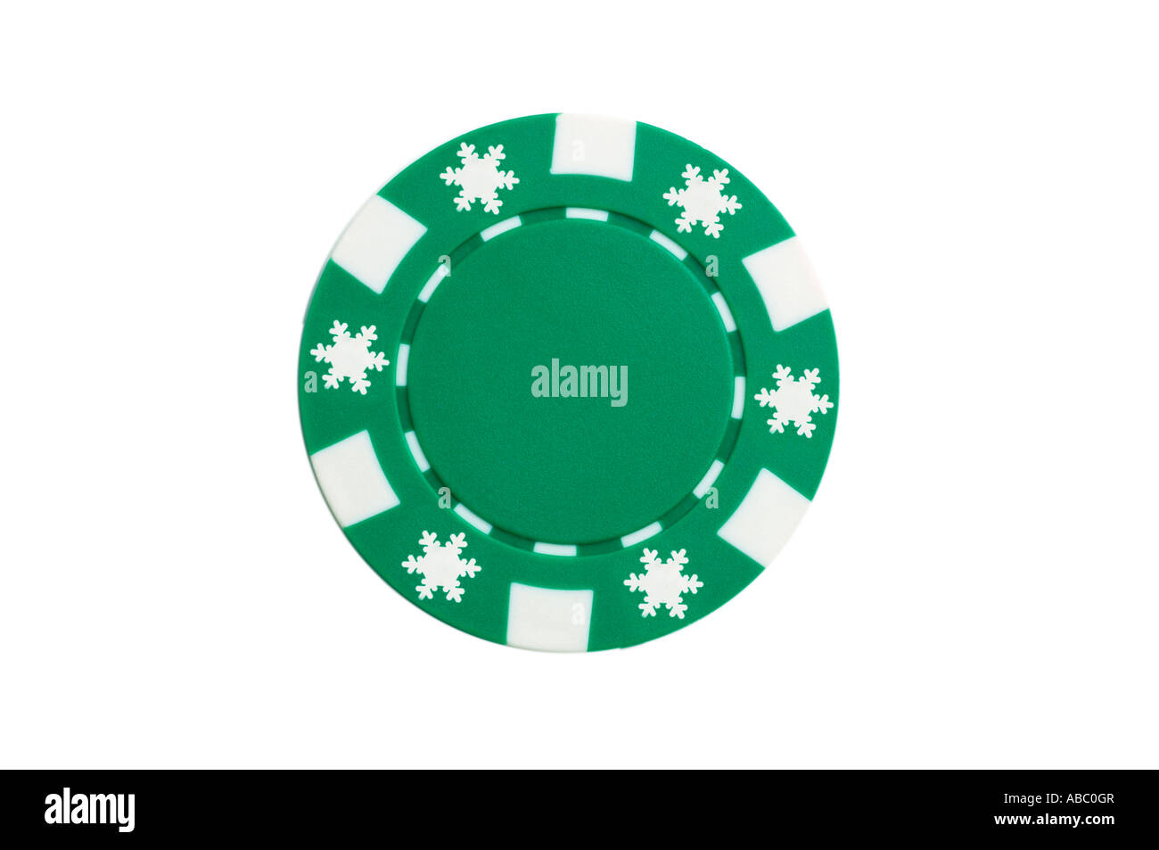 Green poker chips with snowflake markings Stock Photo - Alamy