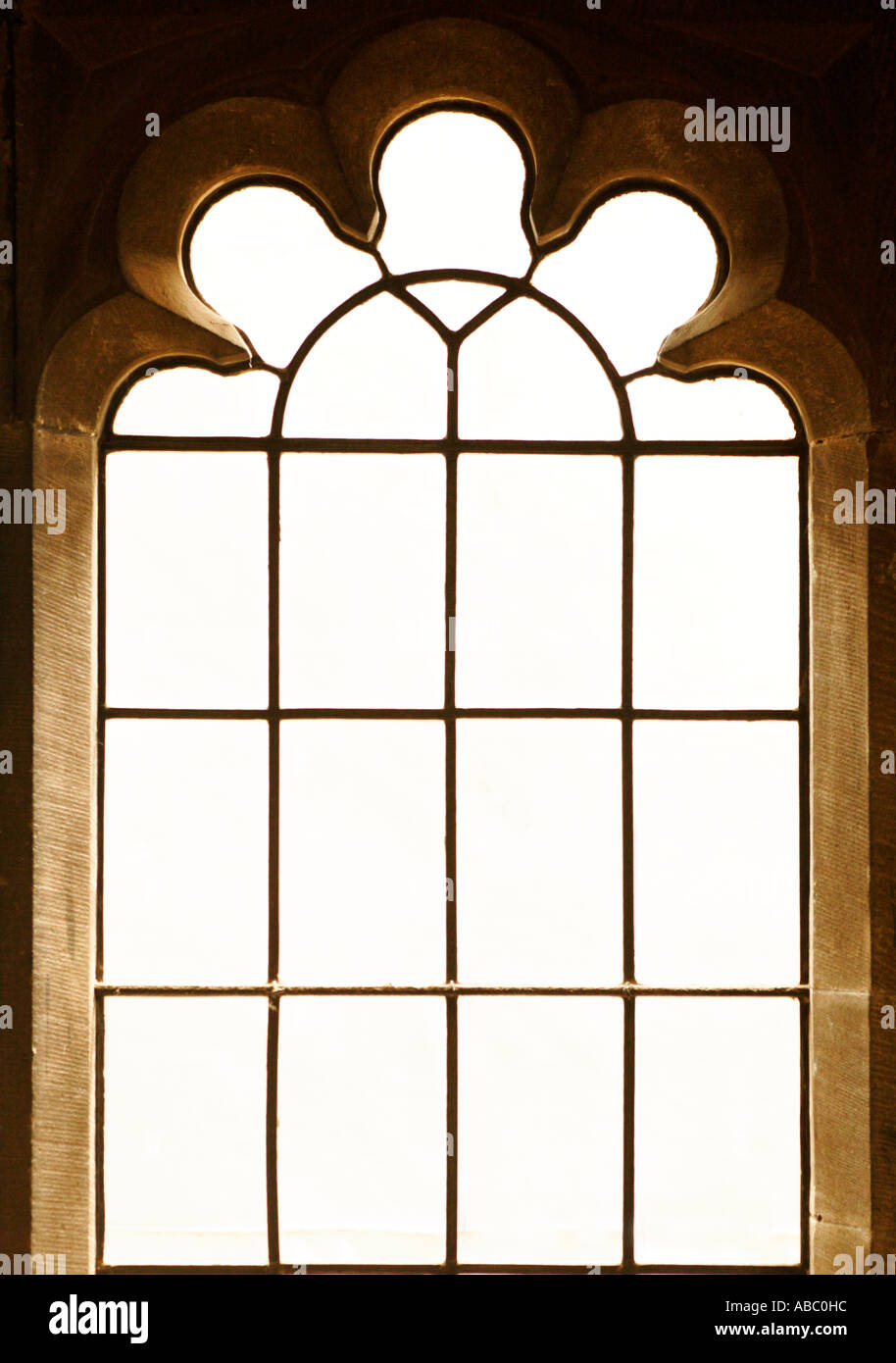 Detail of arched window on a traditional building in Matlock Derbyshire ...