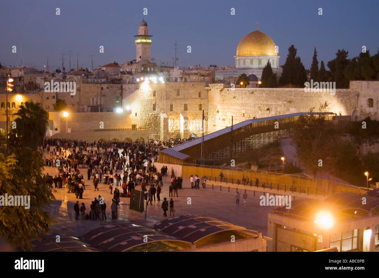 Israel Jerusalem Yerushalayim Wailing Wall and Dome an the Rock Stock ...