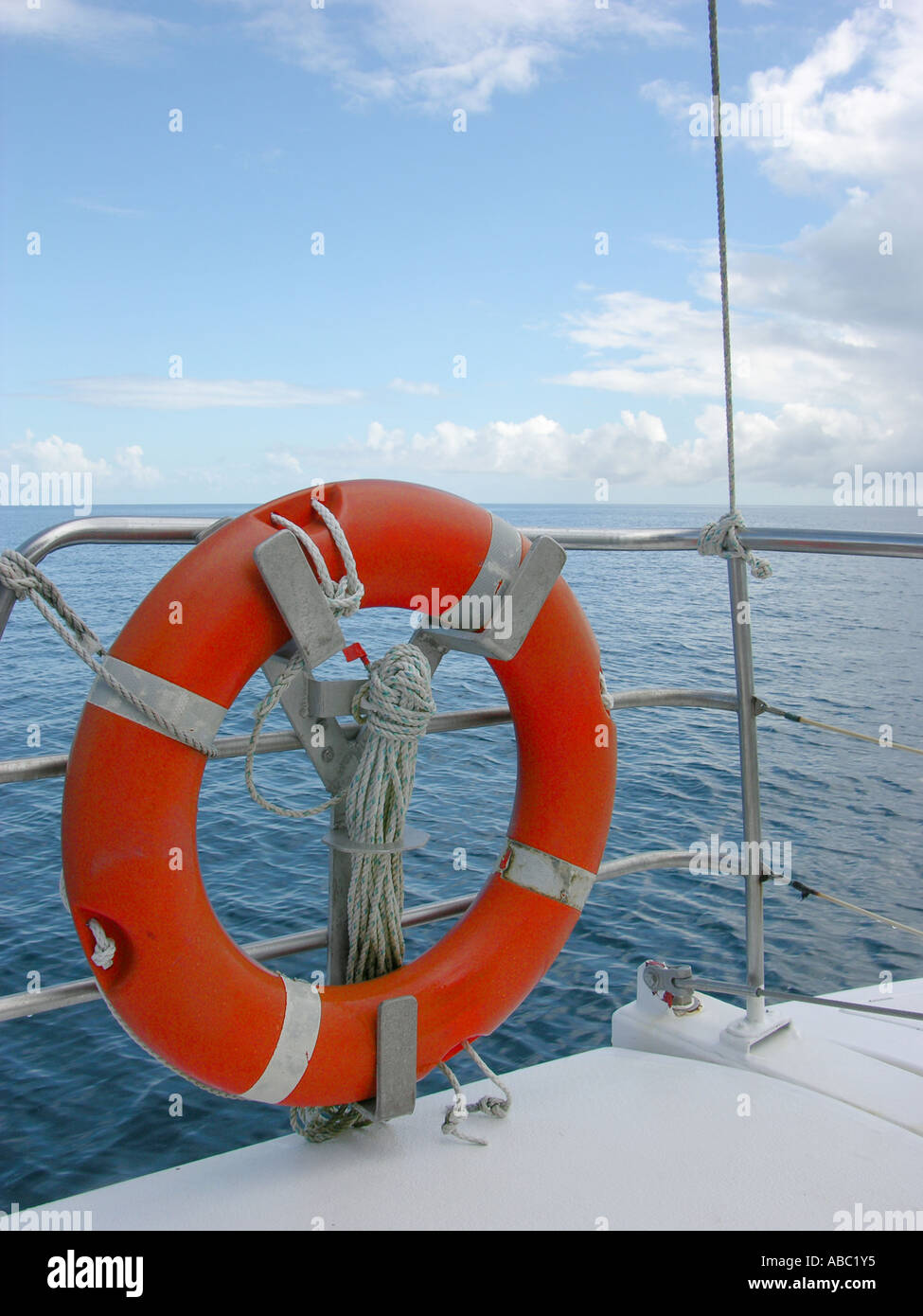 Life belt on a Ship in Great Barrier Reef, Queensland, Australia Stock ...