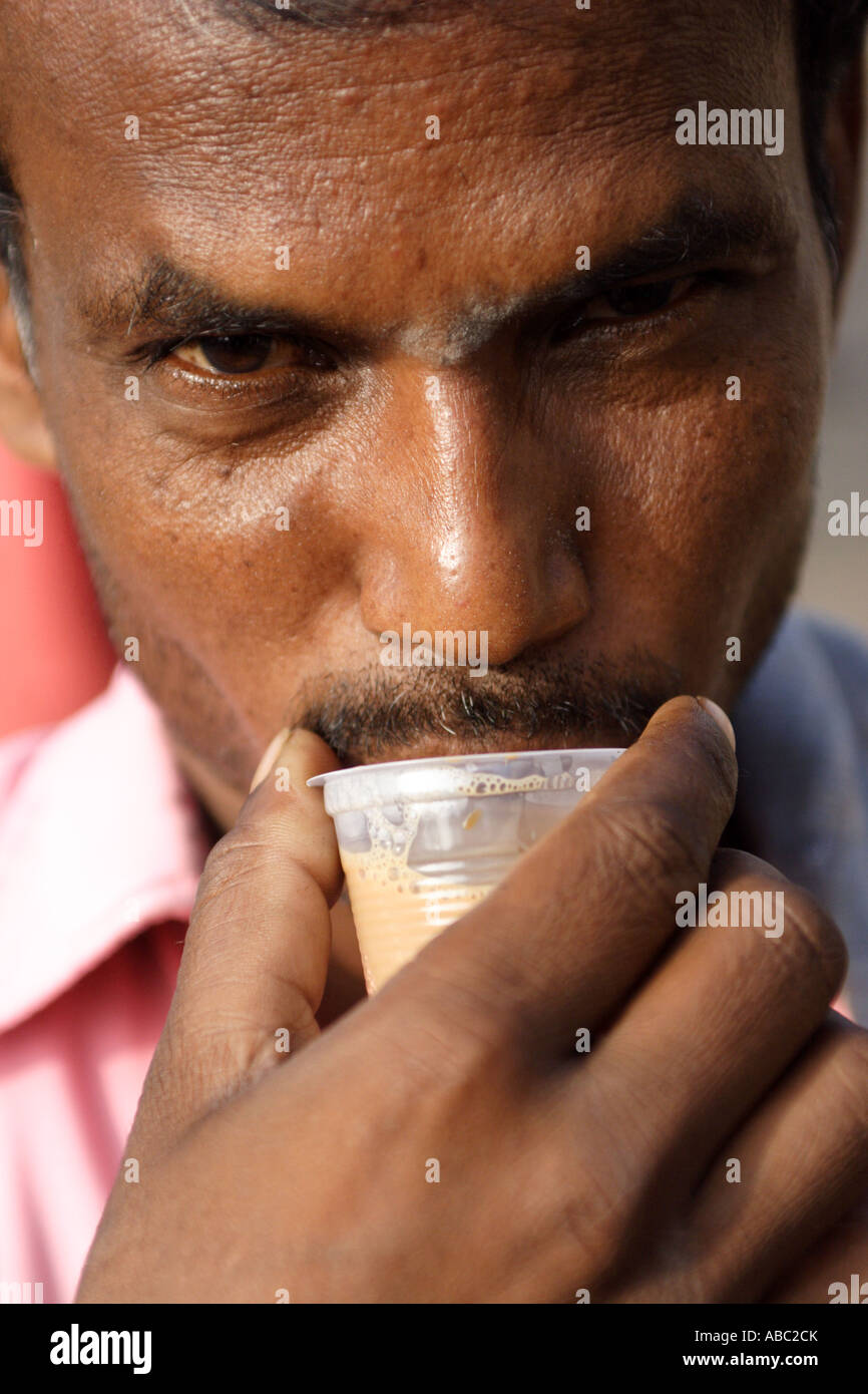 A man drinks chai in the Devraja Urs Market, Mysore, Karnataka Stock ...