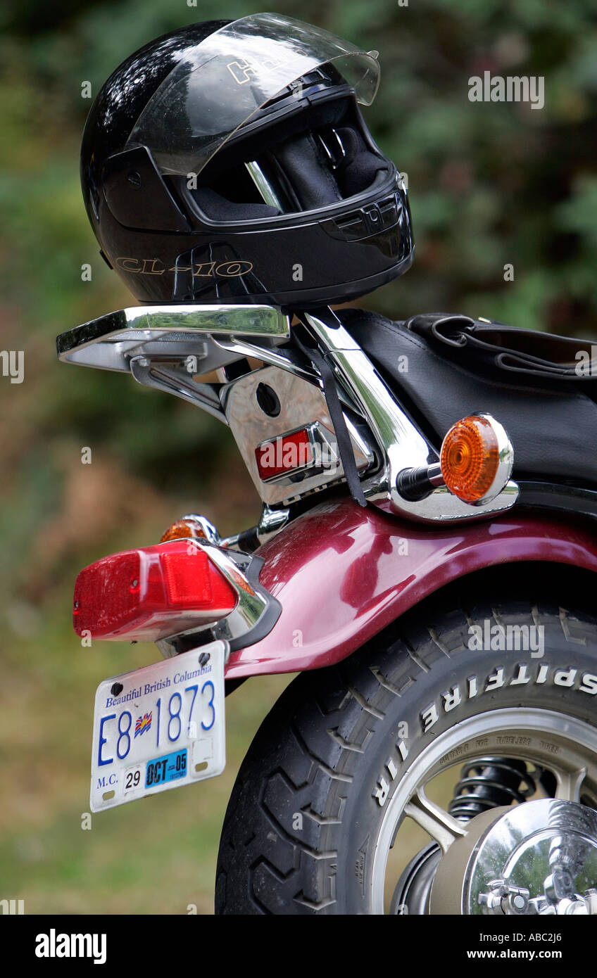Crash helmet on a motor bike Stock Photo - Alamy