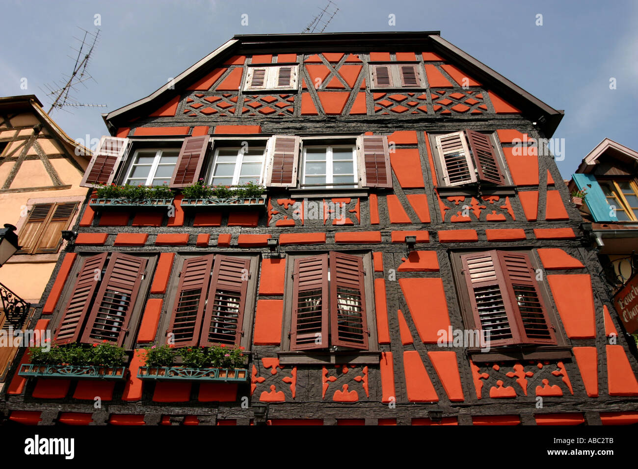 Old timber frame house Riquewihr Alsace France Stock Photo - Alamy