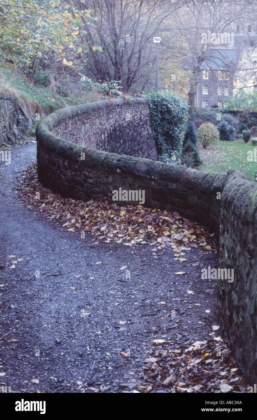 Stone wall and walkway Edinburgh Scotland by Steven Dusk Stock Photo ...