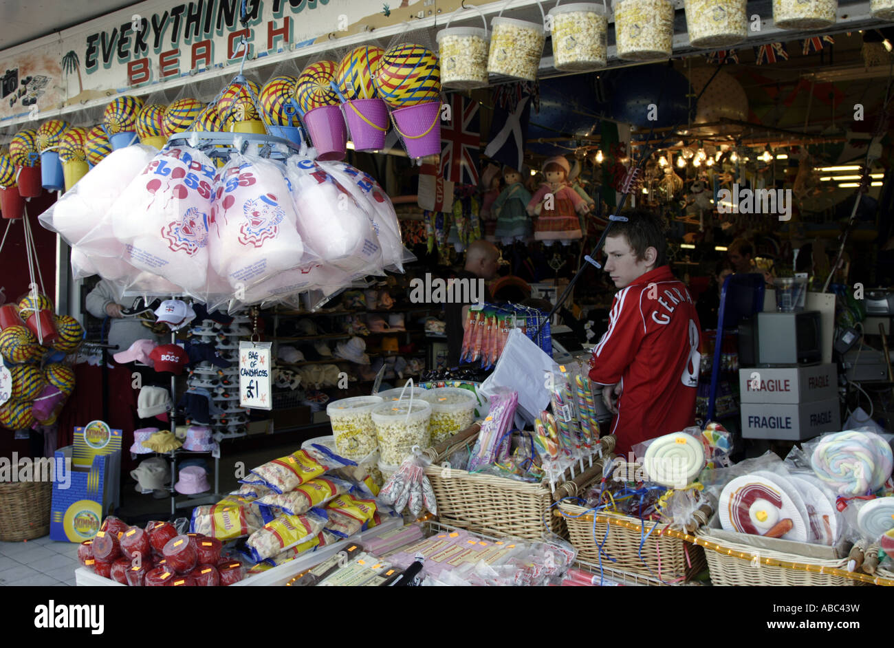 Margate, Kent, England: Various items on display in a seafront store ...
