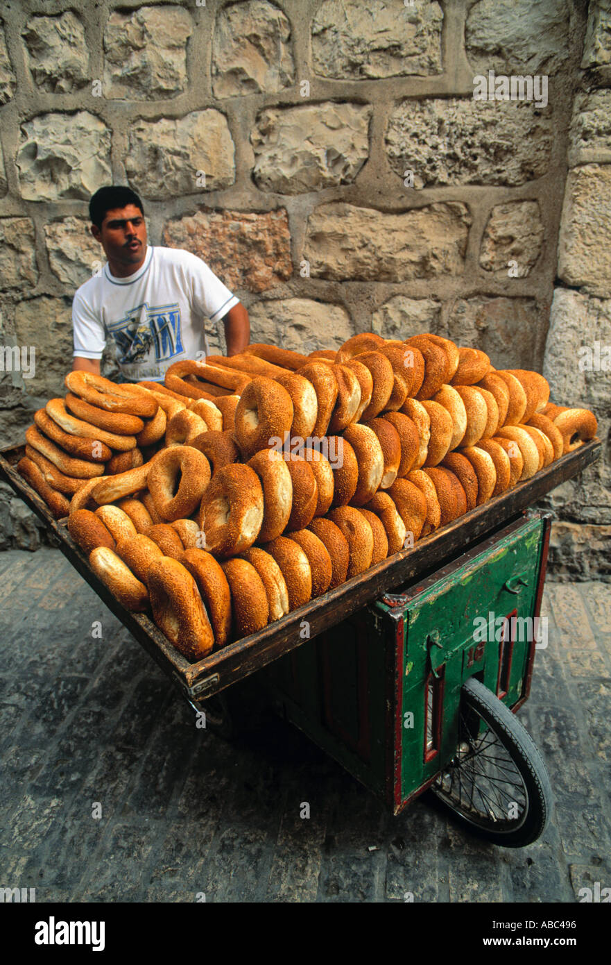 Sesame bread vendor, Jerusalem, Israel Stock Photo - Alamy