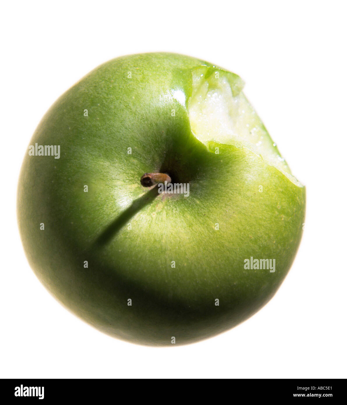 Green Apple with Bite 1 Stock Photo - Alamy