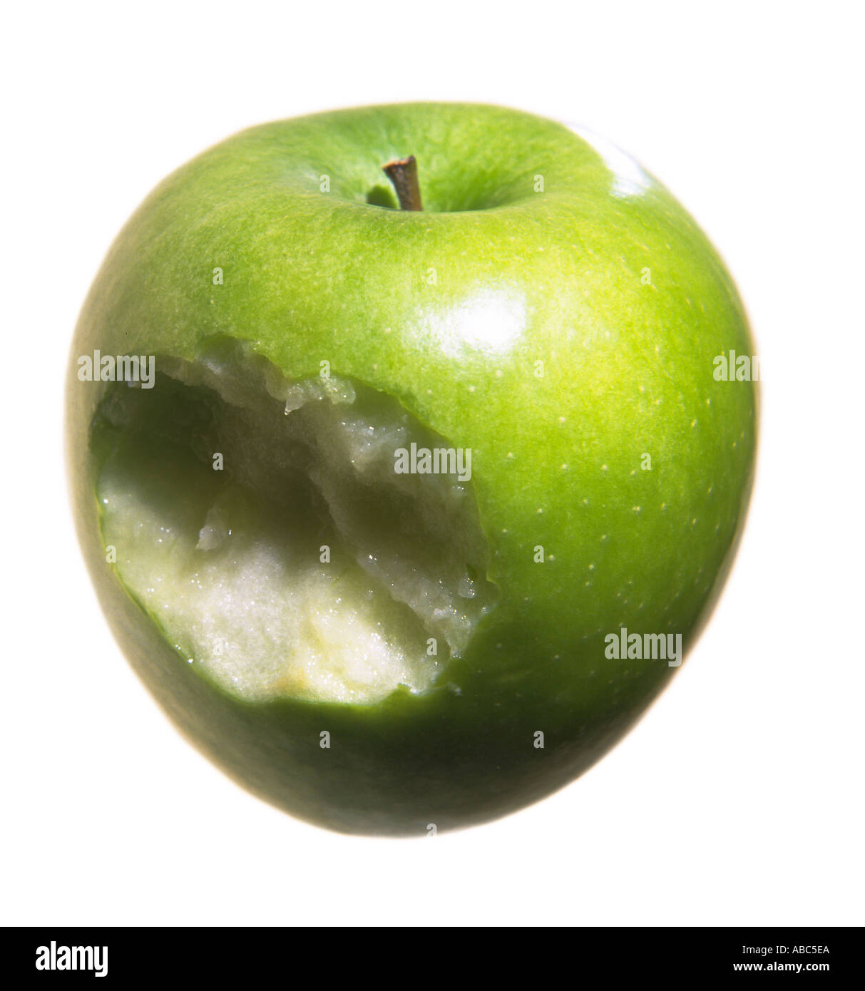 Green Apple with Bite 2 Stock Photo - Alamy