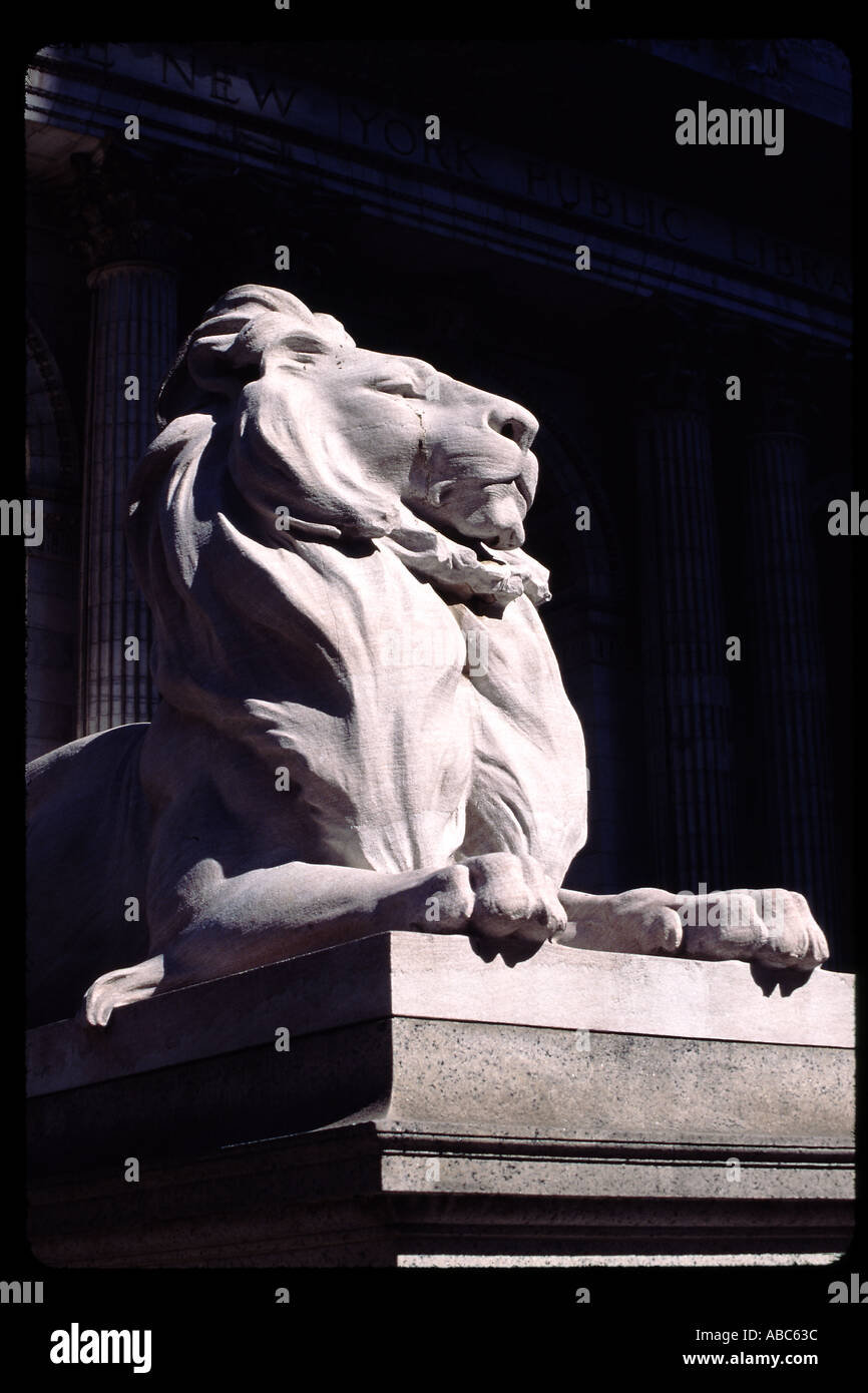 Central Library Lion NYC Stock Photo - Alamy