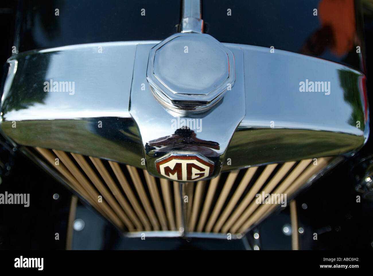 Radiator of vintage car MG from above Stock Photo - Alamy