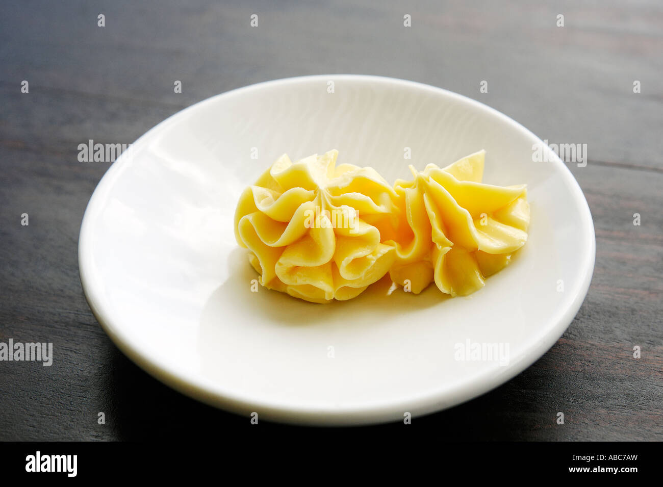 palte of butter on a wood made table Stock Photo - Alamy