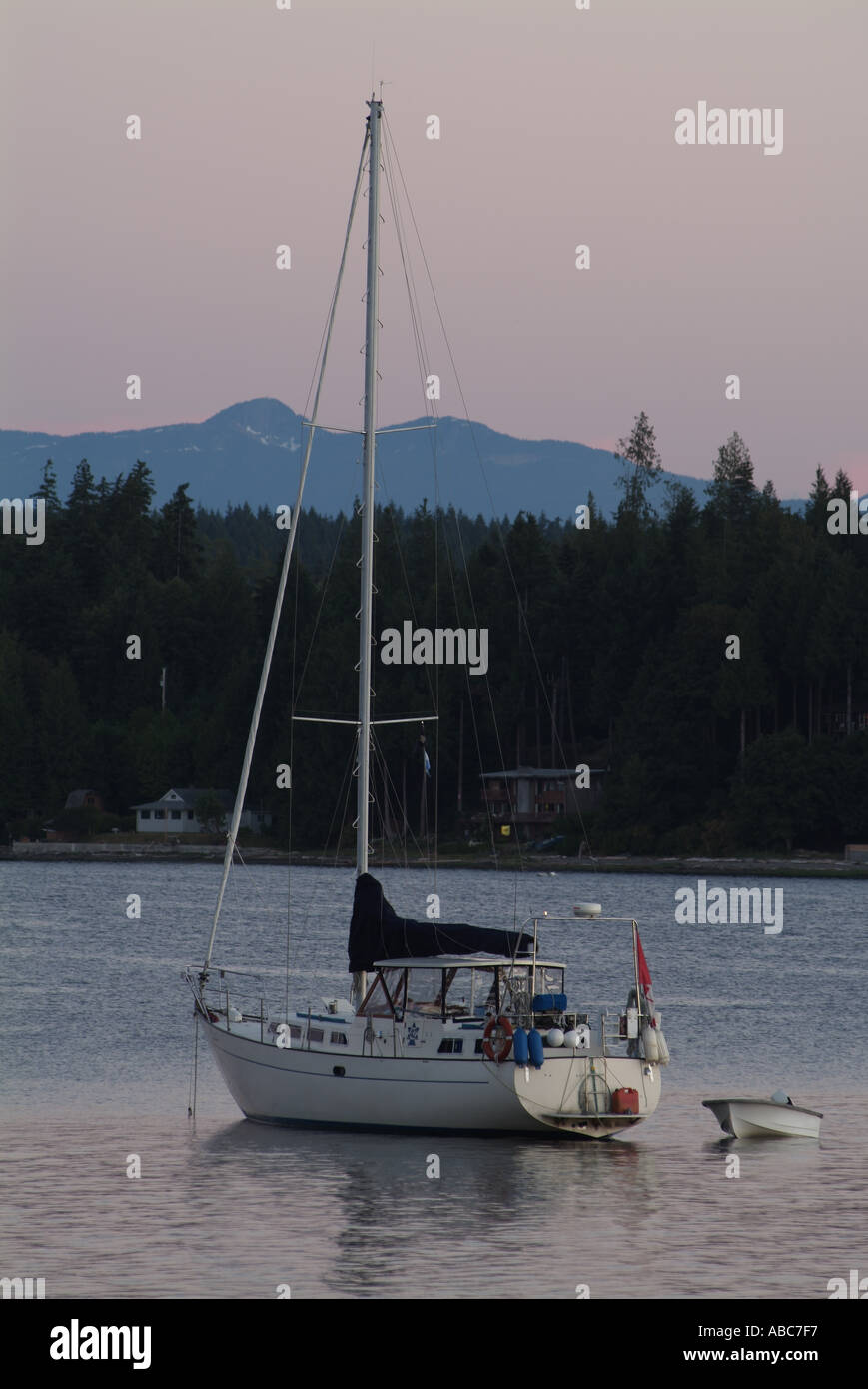 Sailboat anchors at Drew Harbour Rebecca Spit Provincial Marine Park ...