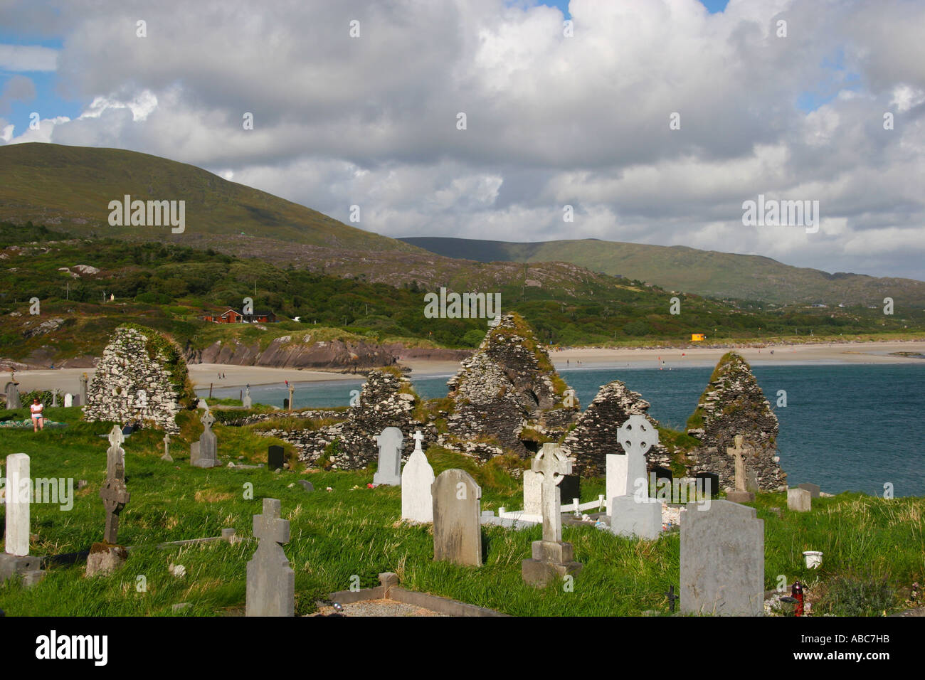 Ruins of monastery at the ocean: Derrynane Abbey Stock Photo - Alamy