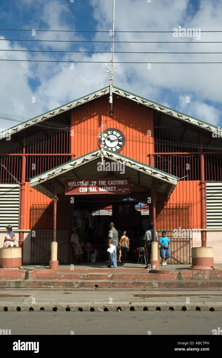 Castries indoor market viewed from the road, Castries , St Lucia Stock ...