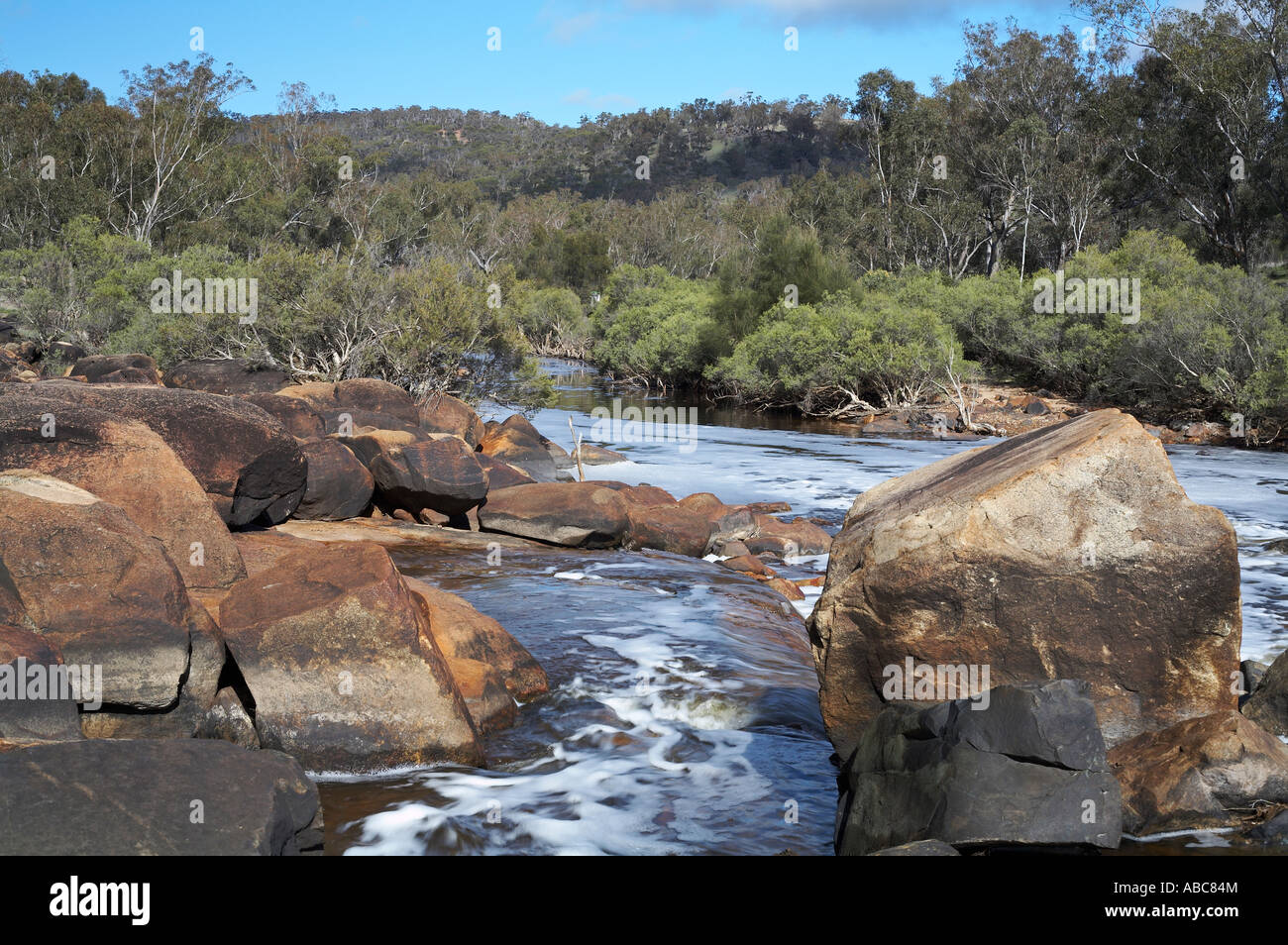 An Australian outback river flows through an ancient landscape ...