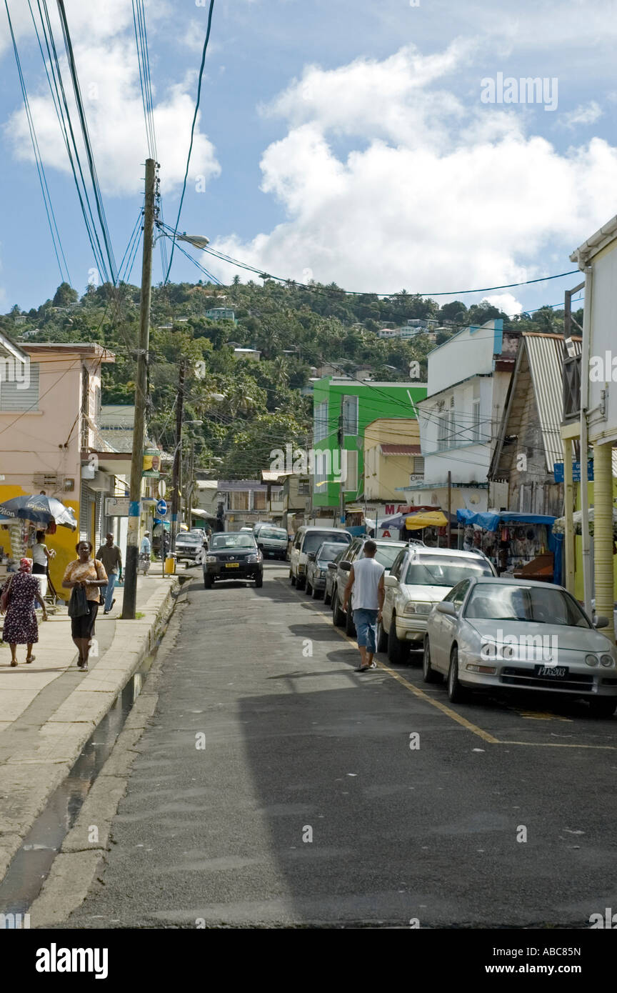 Street with a high kerb, Castries, St Lucia Stock Photo - Alamy