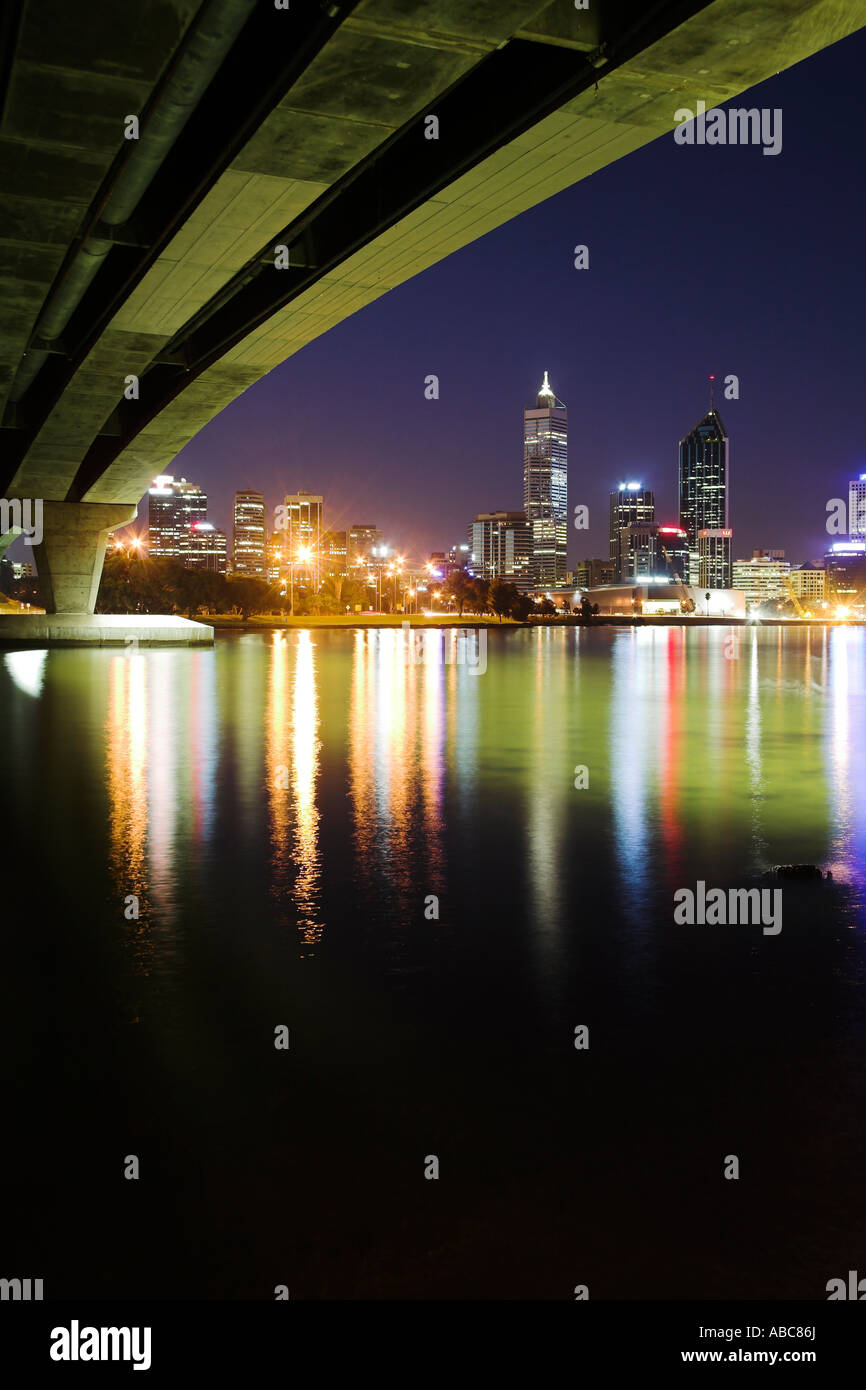 Perth city skyscrapers, Western Australia, as viewed from under the ...