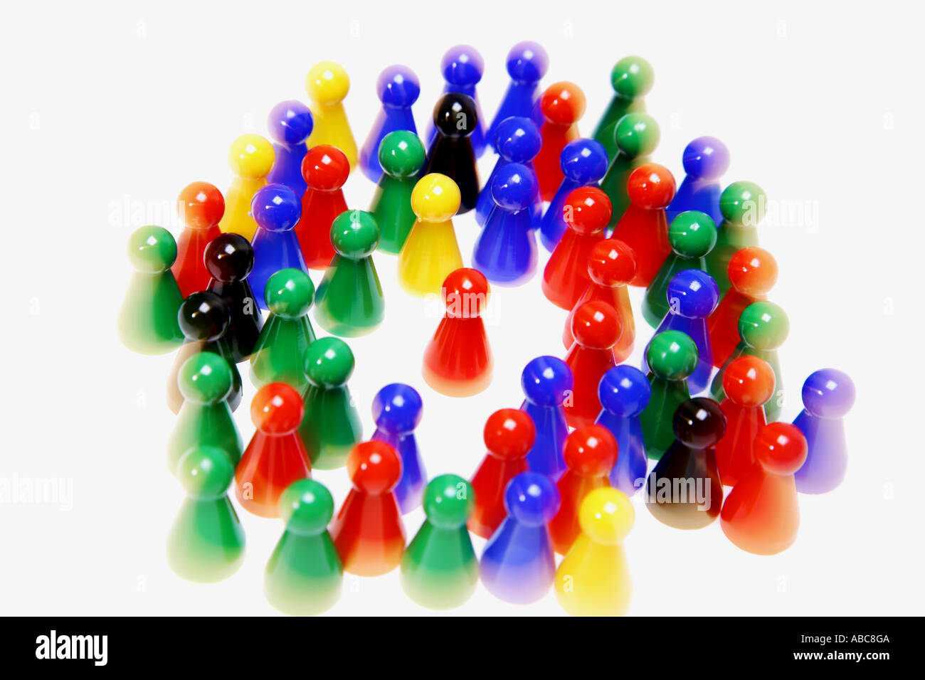 Chinese checker figures are surrounding a single red token Stock Photo ...
