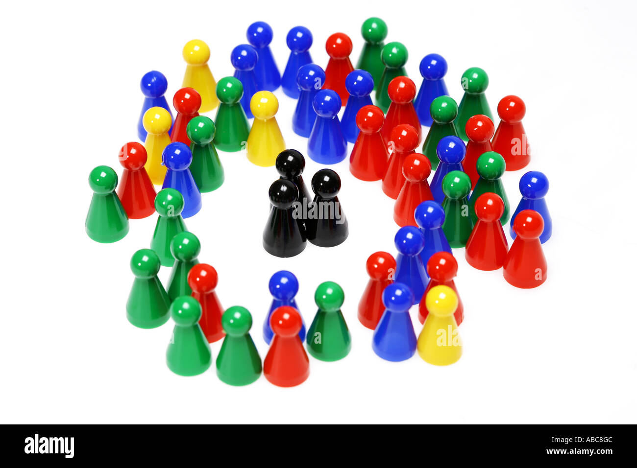 Chinese checker figures are surrounding three black tokens Stock Photo ...