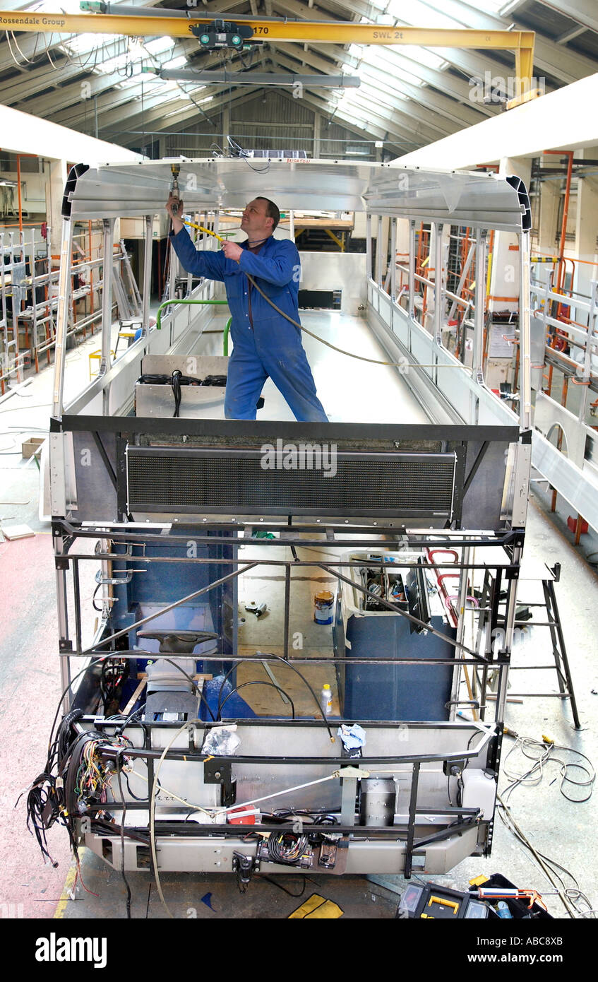 Building a bus in a factory in Lancashire; England; UK; Great Britain ...