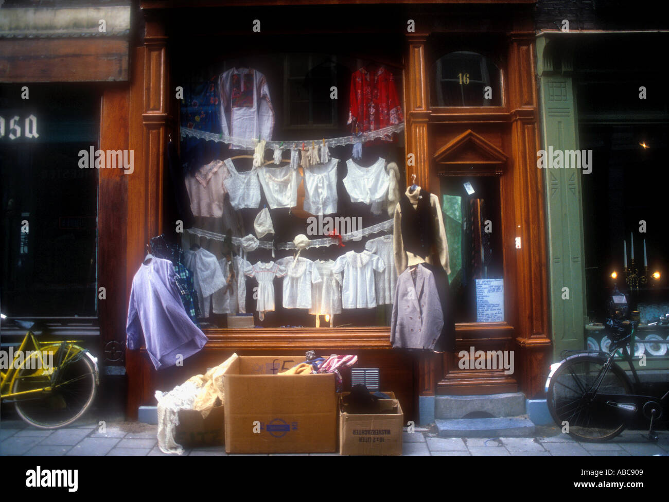 The facade of a second hand clothes shop in Amsterdam Holland Stock ...