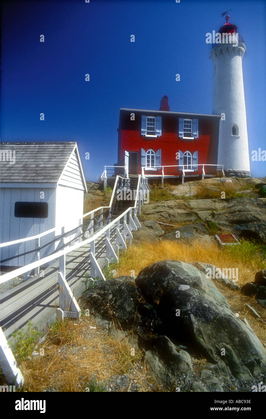 The Lighthouse at Fort Rodd in Victoria British Columbia Canada Stock ...