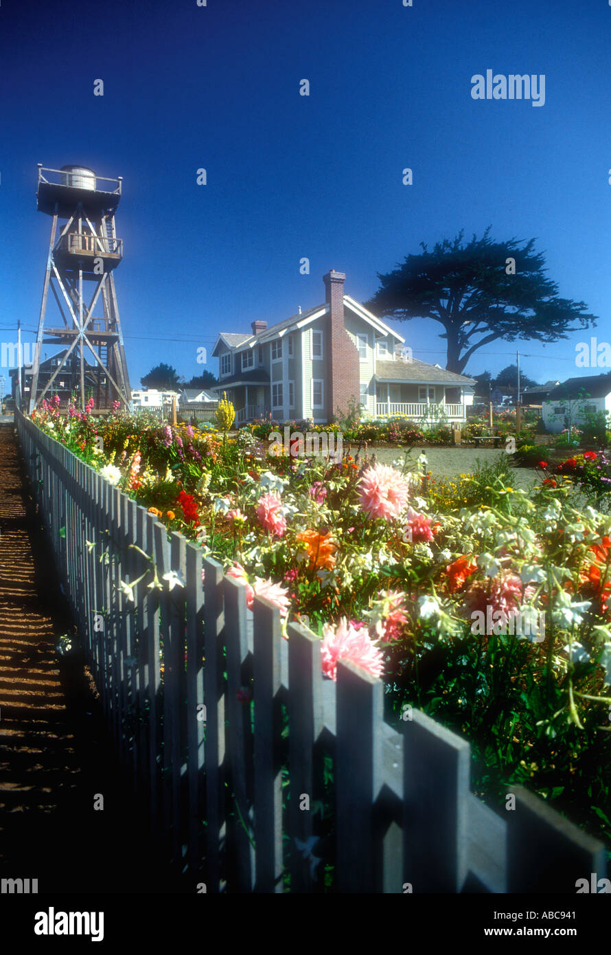 Landscape and water tower at Mendocino California USA Stock Photo - Alamy