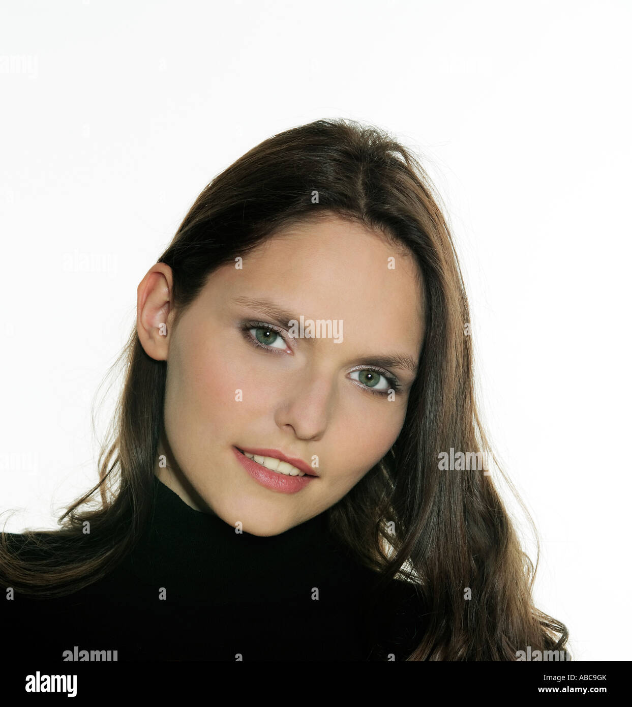 studio shot portrait of a beautiful 25 years old smiling woman Stock ...