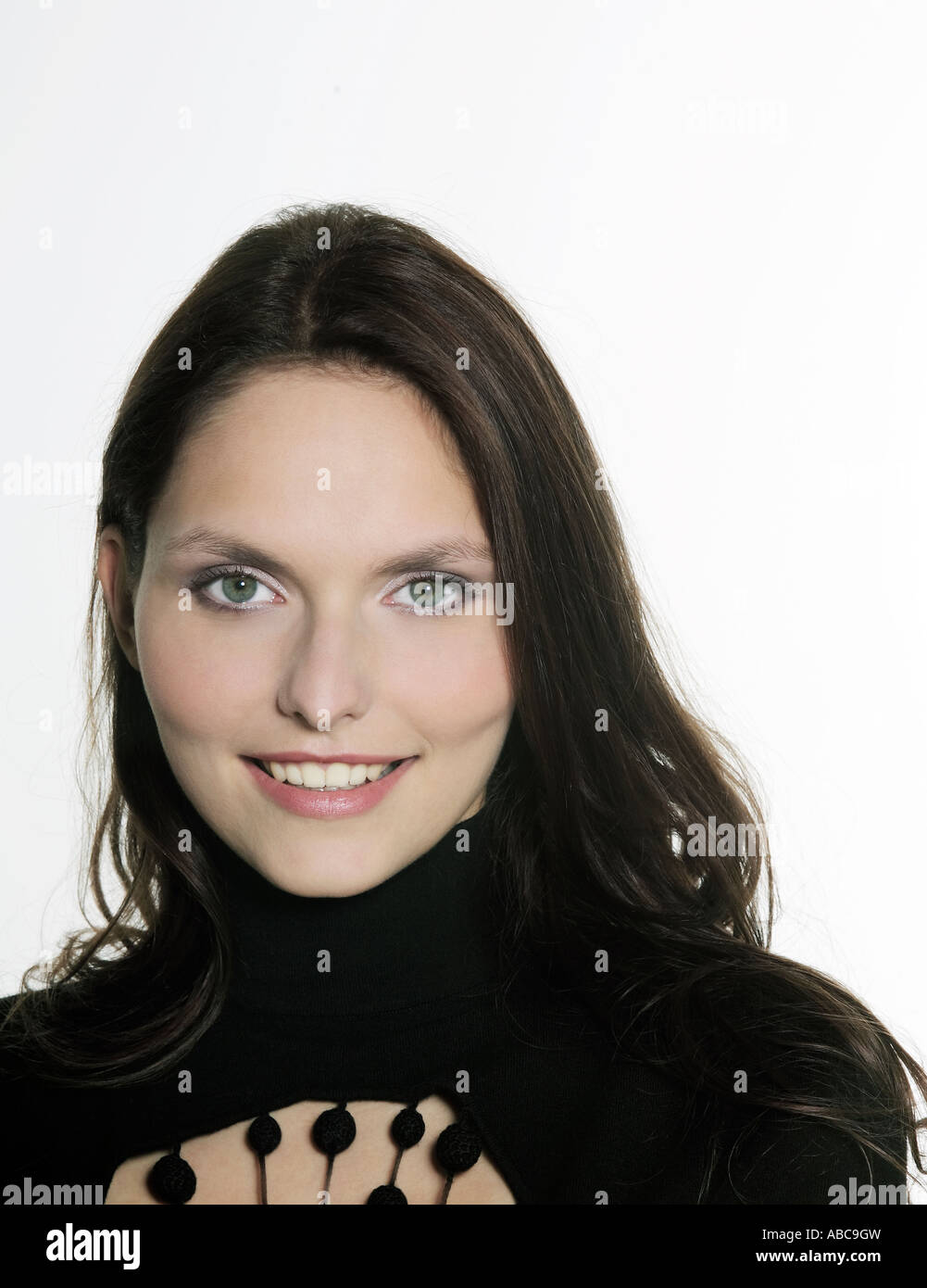 studio shot portrait of a beautiful 25 years old smiling woman Stock ...