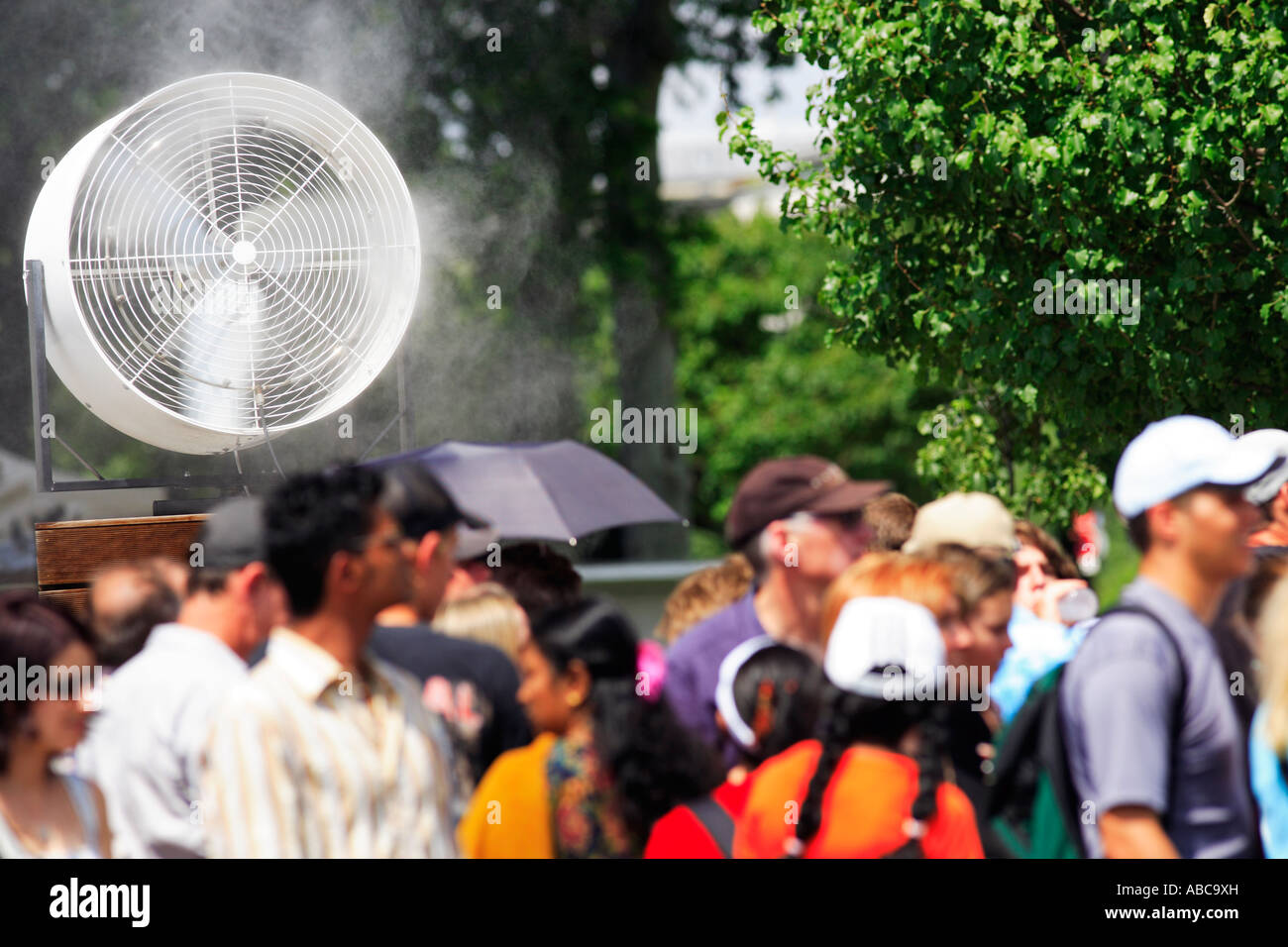 giant humidifier install for tourist during the summer heat wave in ...