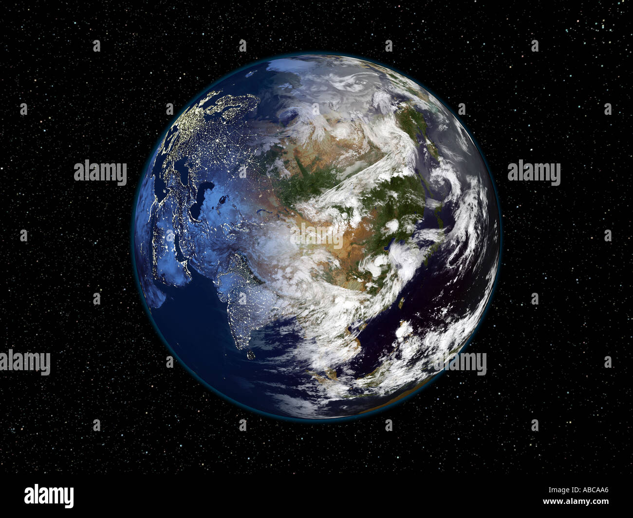 Full Earth from space showing sunrise over the Asian continent Stock ...