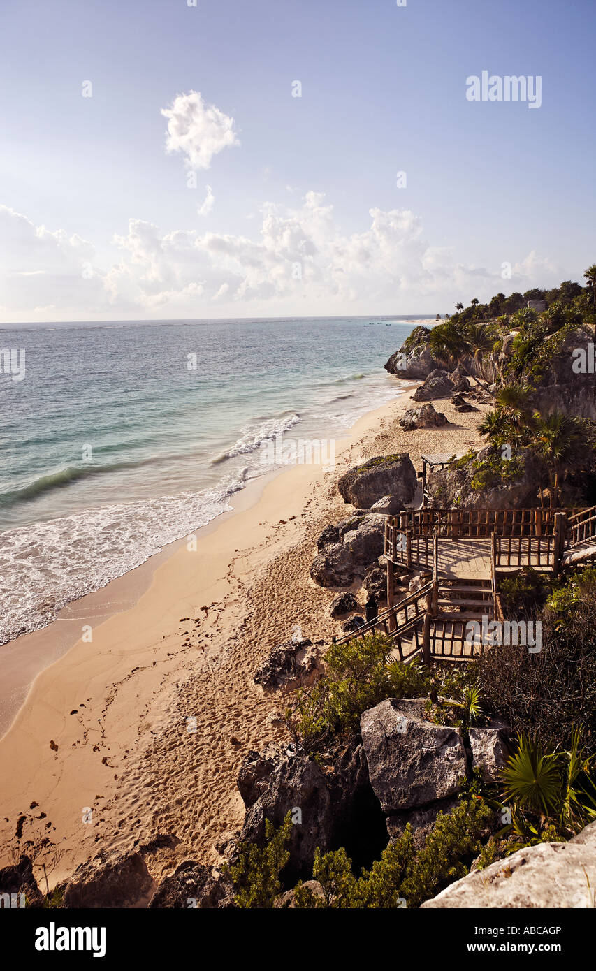 view of beach of the mayan archeologic site of tulum Stock Photo - Alamy