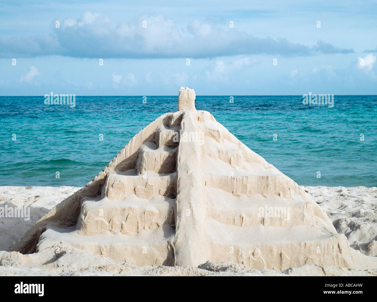 mayan sand pyramid on the beach of the maya rivera in yucatan mexico ...