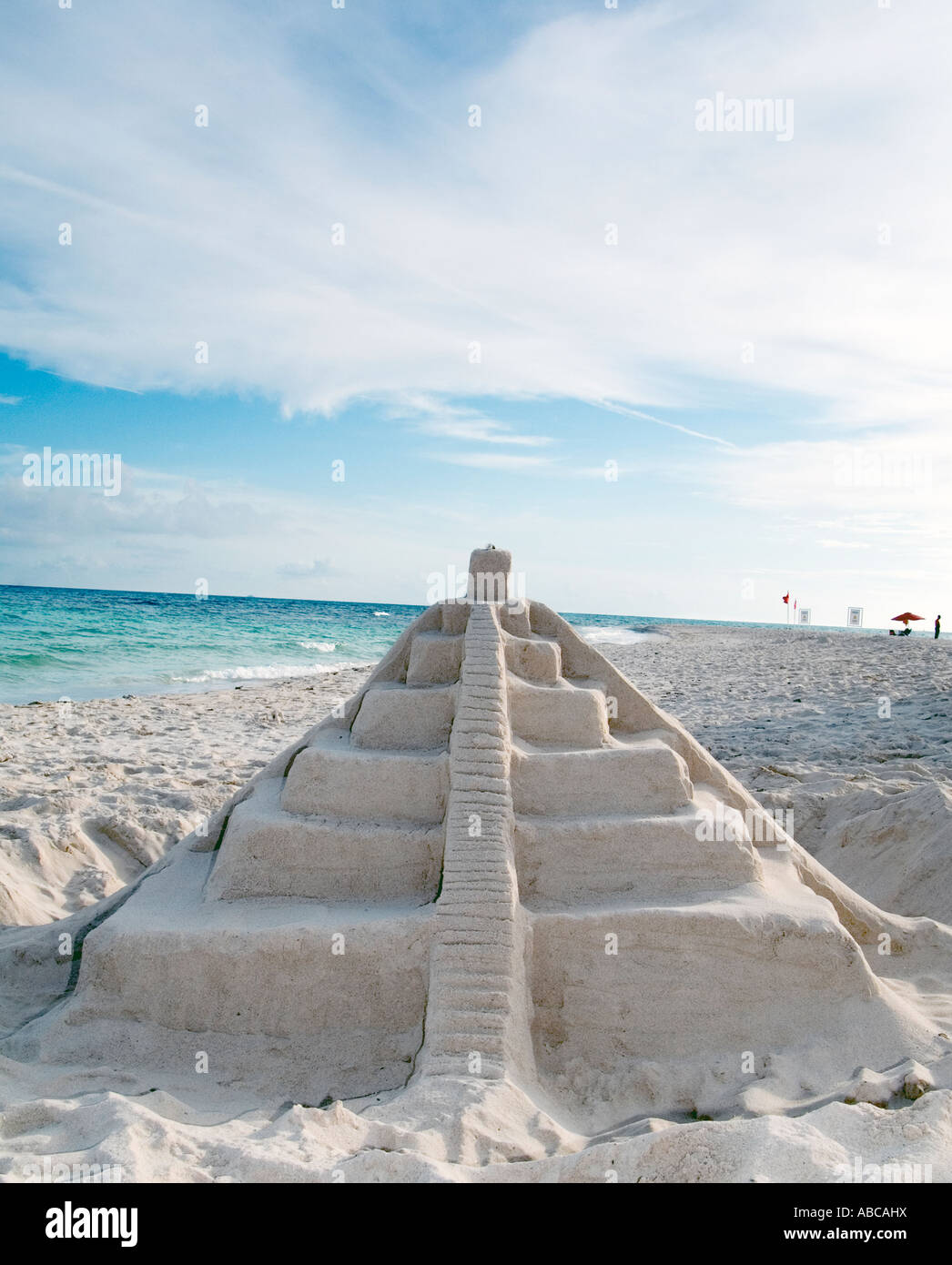mayan sand pyramid on the beach of the maya rivera in yucatan mexico ...