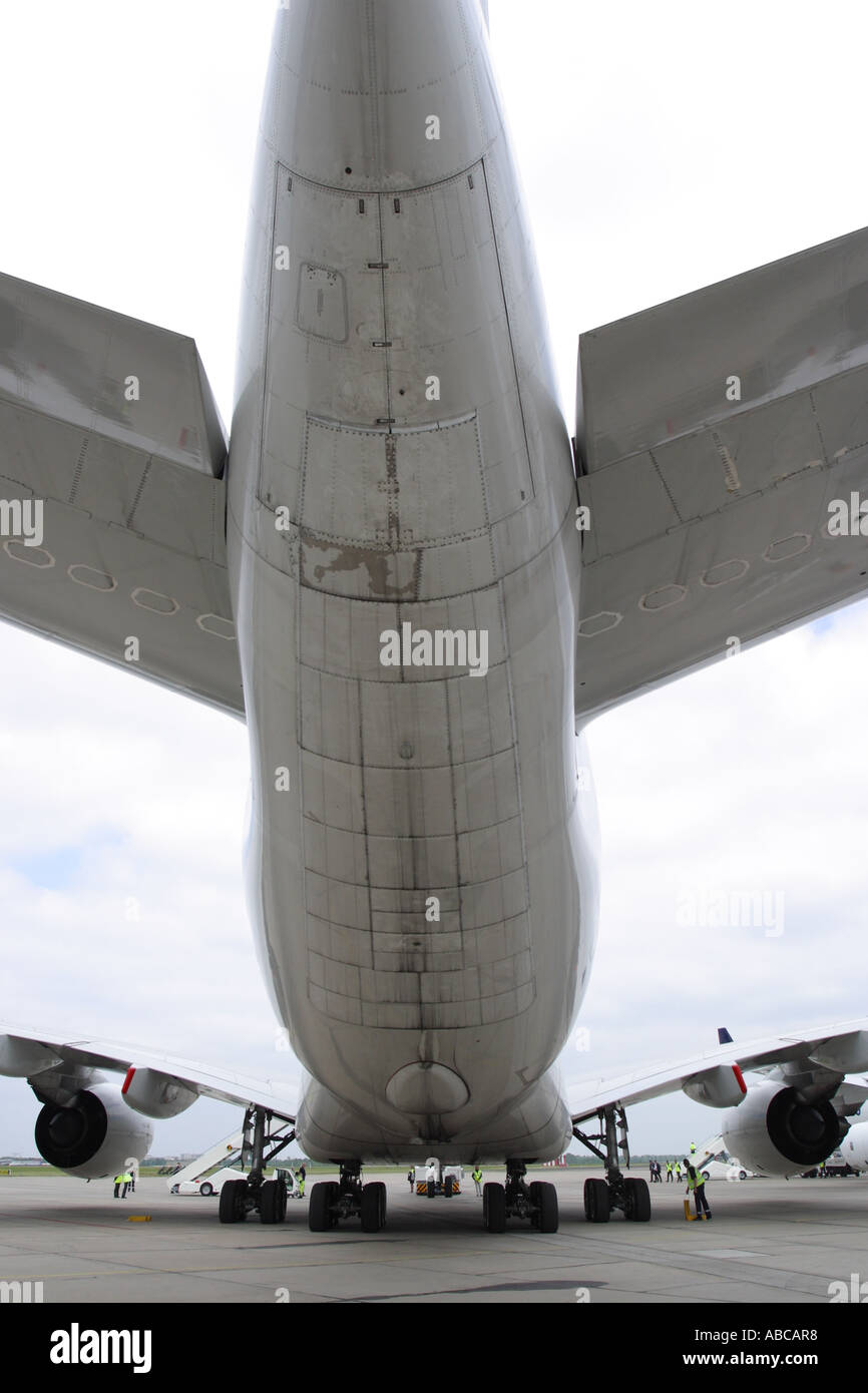 Airbus A380 Airbus rear underside view showing undercarriage wheels ...