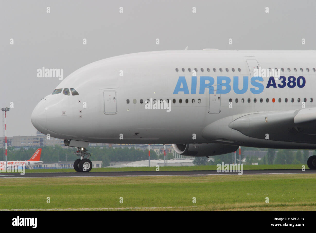 Airbus A380 Airbus taking off on airport runway Stock Photo - Alamy