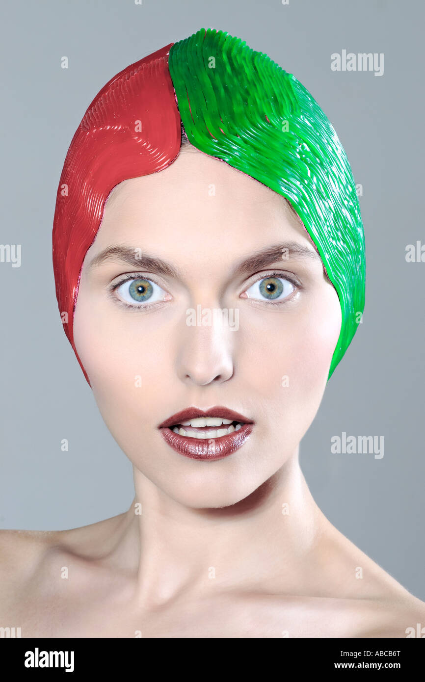 studio shot beauty portrait of a beautiful green eyes young and ...