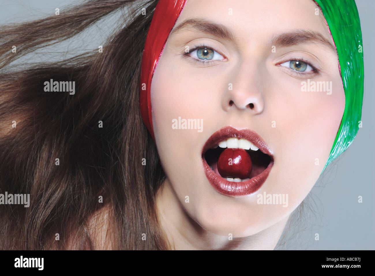 studio shot beauty portrait of a beautiful green eyes young and ...