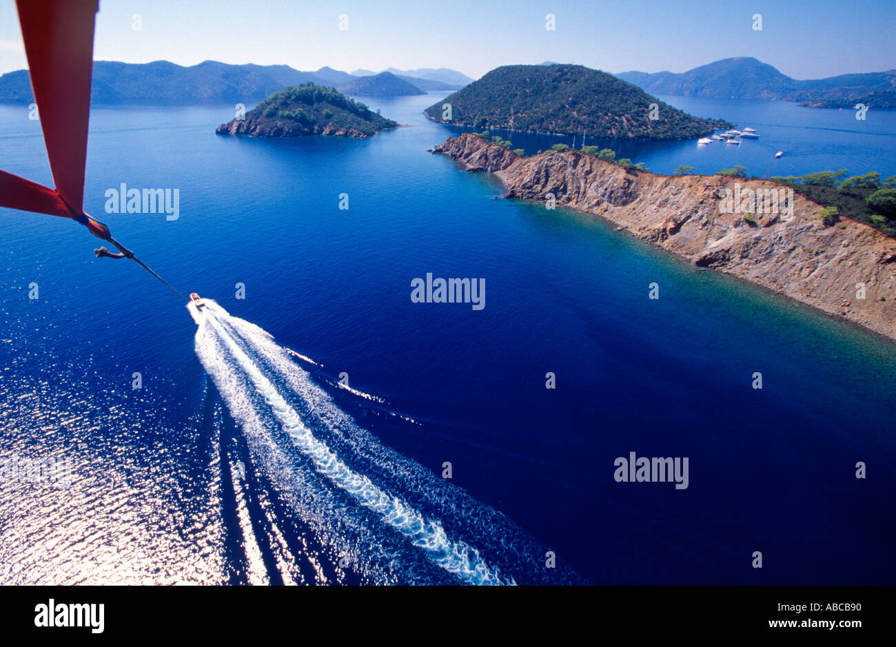 Parasailing in Fethiye bay Turkey Stock Photo - Alamy