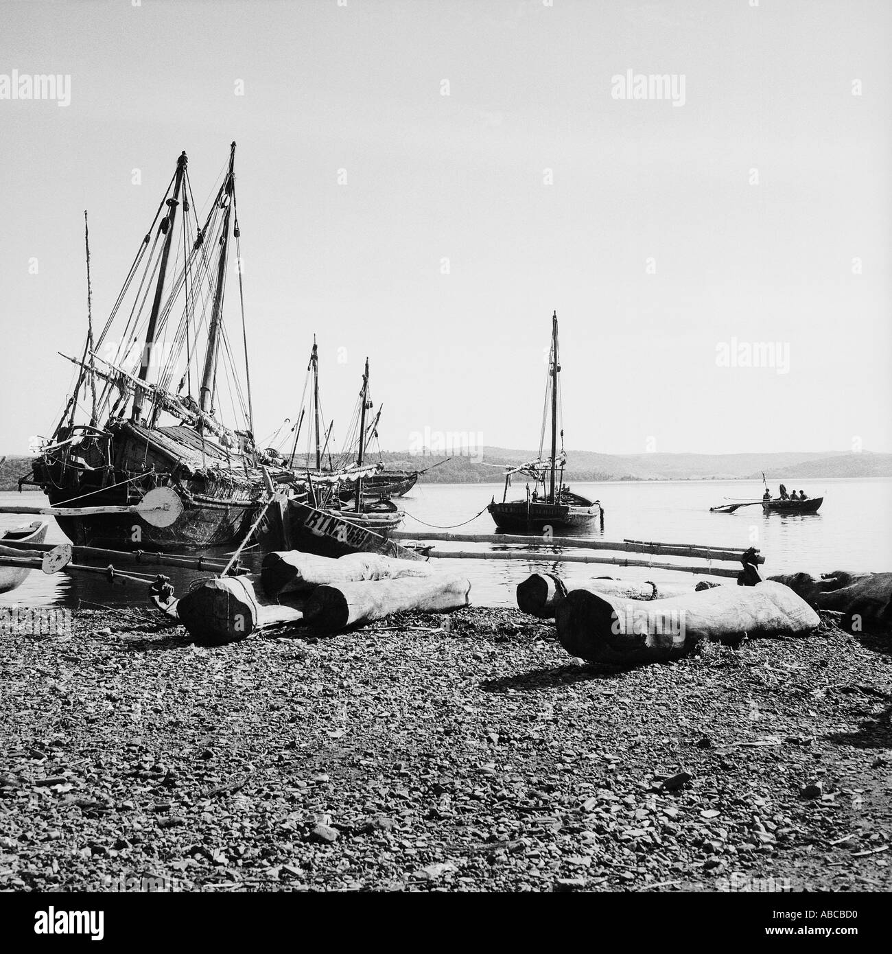 Fishing boat up on Black and White Stock Photos & Images - Alamy